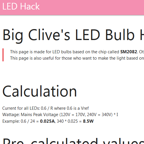 Big Clive's LED Bulb Hack Calculator